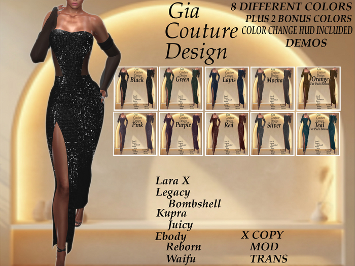 Second Life Marketplace - "GCD" Grace Shimmering Gown DEMOS