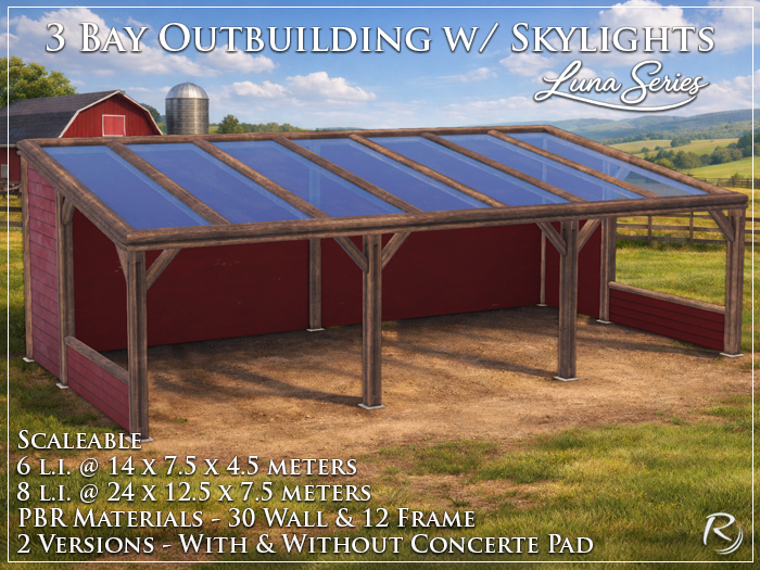 Second Life Marketplace - Luna Series - 3 Bay Outbuilding/Shed w ...