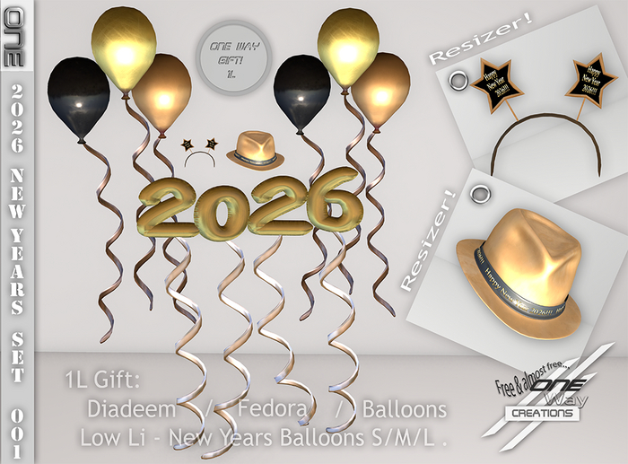 Second Life Marketplace - ONE -2026 New Years Set 001 ( BOX )
