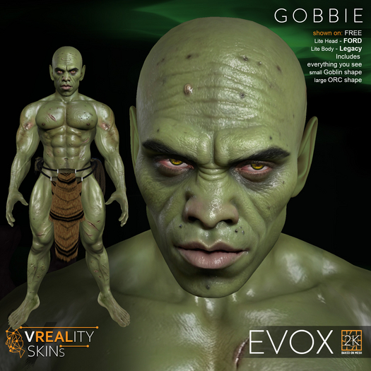 Second Life Marketplace - Gobbie - Head & Body skins (2k BOM-EVOX)