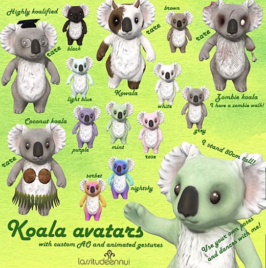 Second Life Marketplace - lassitude & ennui Koala avatar - white