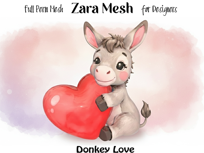 Second Life Marketplace - ZM PBR Valentine Donkey Love FULL PERM MESH