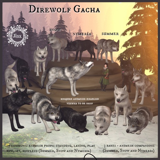 Second Life Marketplace - Jinx : Direwolf Gacha - Snow Sit - REZZ to Unpack