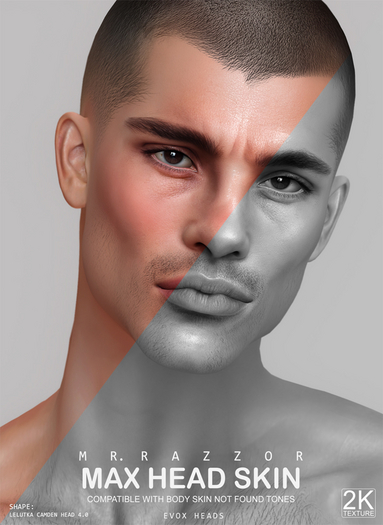 Second Life Marketplace - [MR] Max Head Skin for EVOX Head_DEMOS