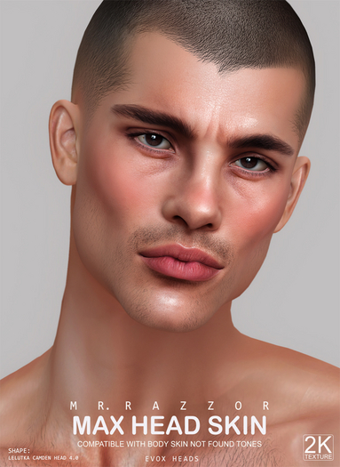 Second Life Marketplace - [MR] Max Head Skin for EVOX Head (RUDDY_NF TONE)