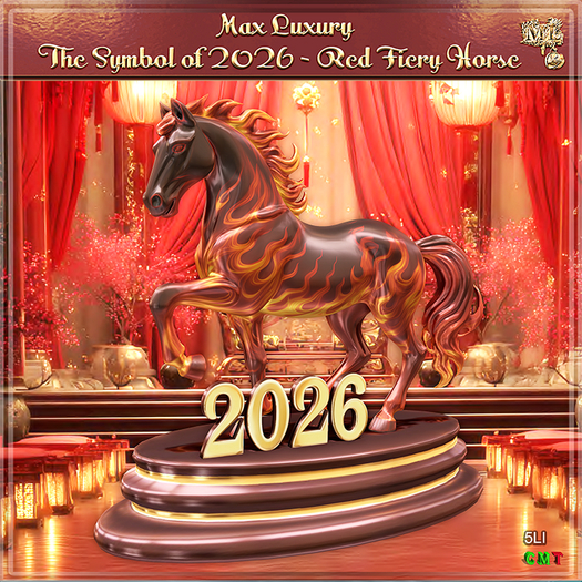 Second Life Marketplace - Max Luxury - The Symbol of 2026 - Red Fiery Horse
