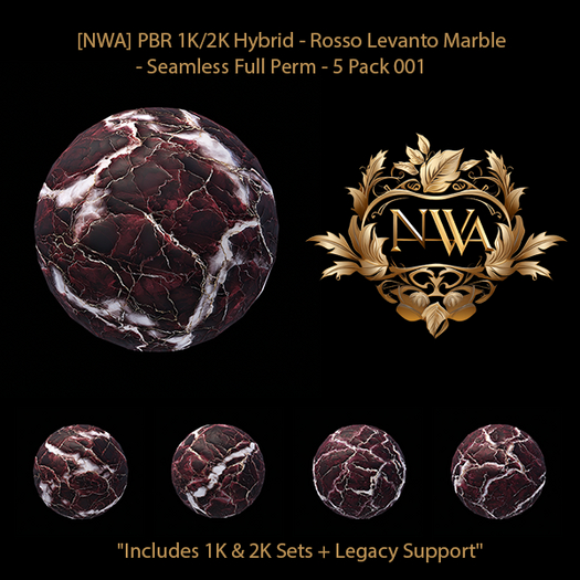Second Life Marketplace - [NWA] PBR Hybrid - Rosso Levanto Marble