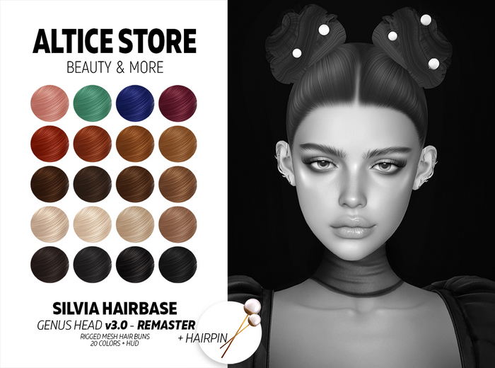 Second Life Marketplace - DEMO [ALTICE] GENUS REMASTER HAIRBASE - SILVIA