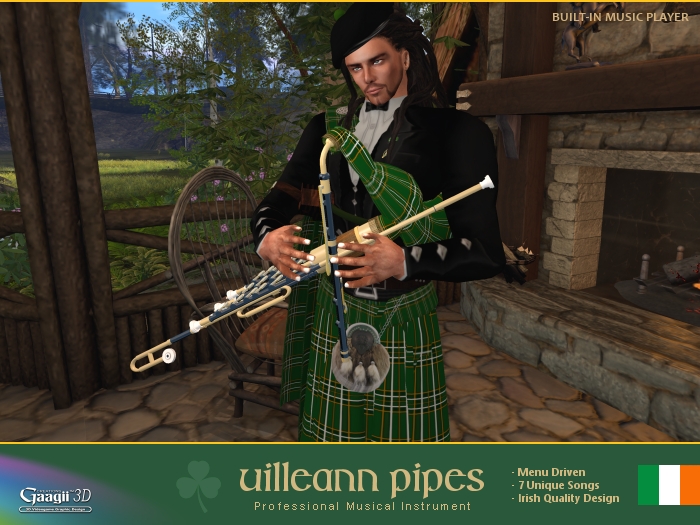 Second Life Marketplace - Gaagii 3D - Irish Uilleann Pipes (Music ...