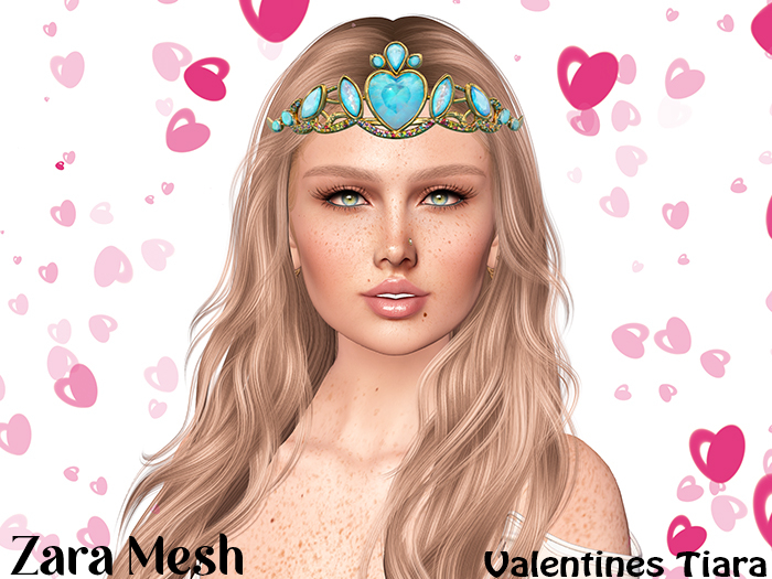 Second Life Marketplace - ZM PBR Valentines Turquoise Tiara FULL PERM MESH