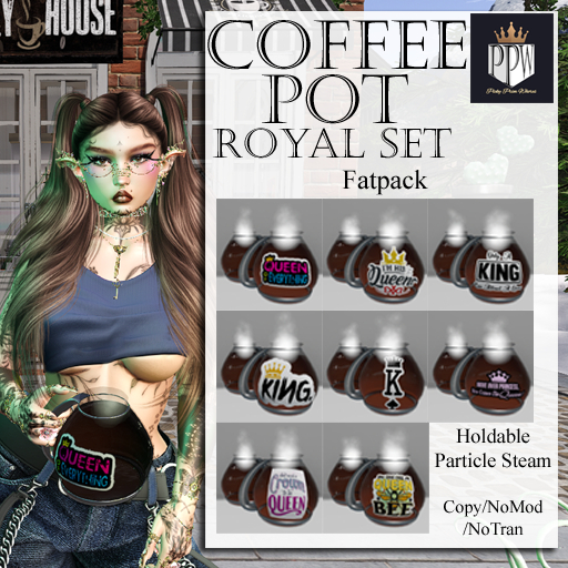 Second Life Marketplace - PPW - Coffee Pot Royal Everything (ADD to unpack)