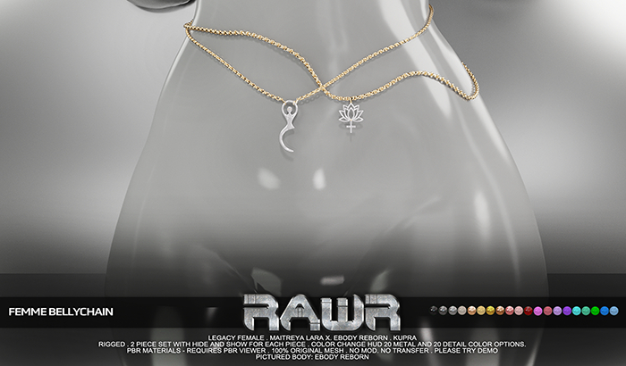 Second Life Marketplace - RAWR! Femme Bellychain (add me)