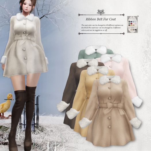 Second Life Marketplace - S@BBiA::Ribbon Belt Fur Coat