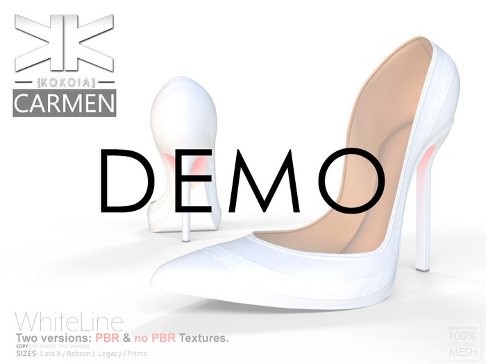 Second Life Marketplace - Demo:: Carmen :: Woman Shoes :: WhiteLine ...