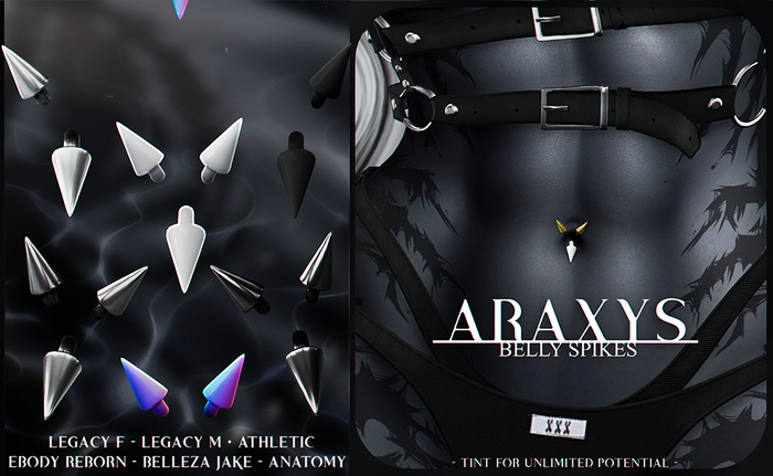 Second Life Marketplace - A R K A I N E / ARAXYS Belly Spikes (Demo)