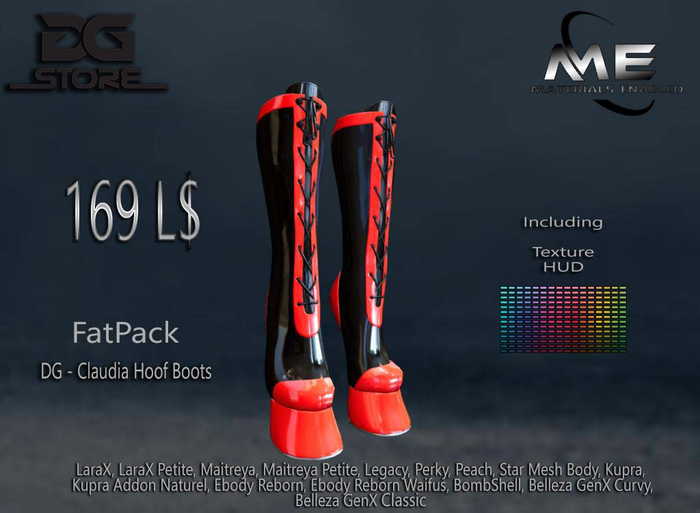 Second Life Marketplace - DG - Claudia Hoof Boots & Texture Hud - Unpacker