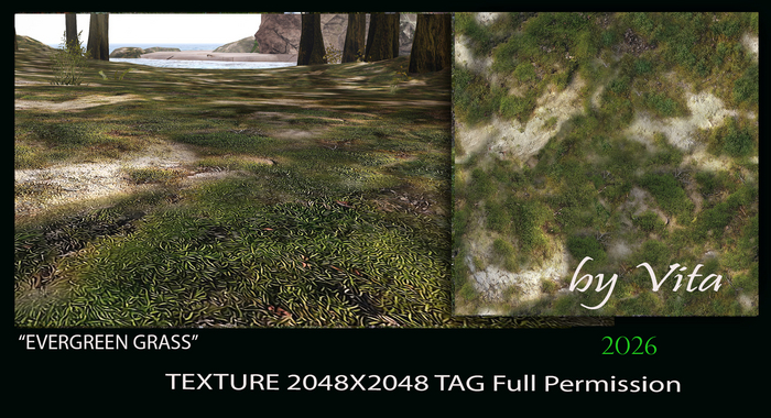 Second Life Marketplace - Vita's 3D Ground Textures - EVERGREEN GRASS 2026
