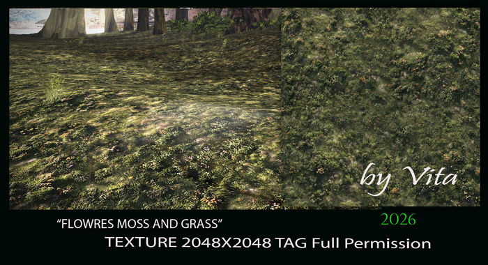 Second Life Marketplace - Vita's 3D Ground Textures - FLOWERS MOSS AND ...