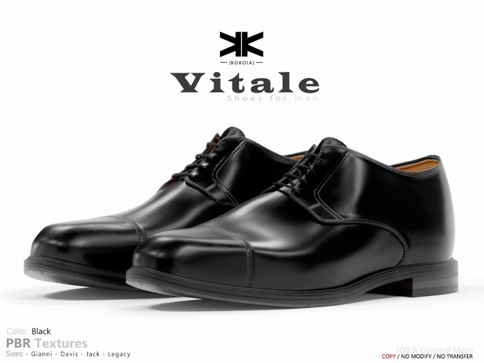Second Life Marketplace - Vitale :: Men Shoes :: Black :: {kokoia}