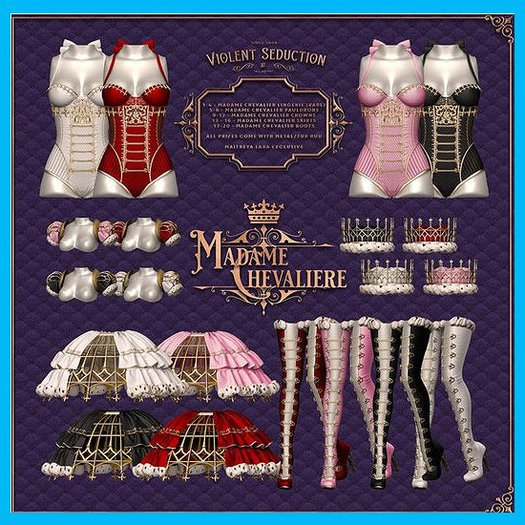 Second Life Marketplace - Violent Seduction - Madame Chevaliere Full Set + Rare (20 Pcs)