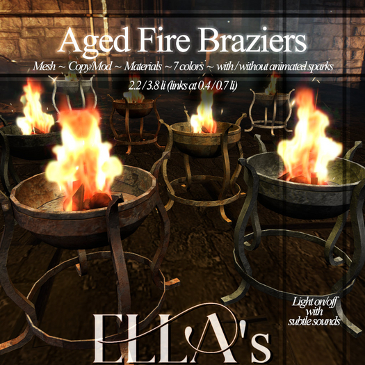 Second Life Marketplace - Ella's - Aged Fire Braziers