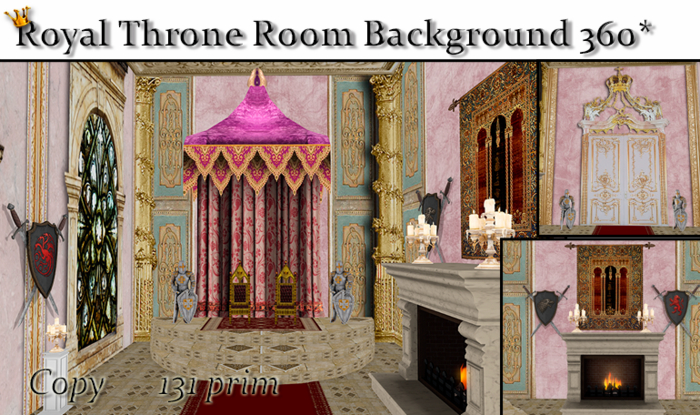Second Life Marketplace - Royal Throne Room Background 360 - Medieval ...