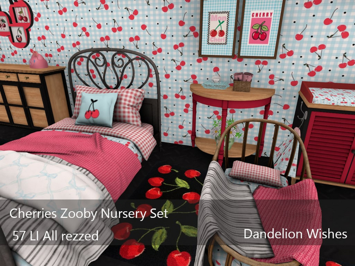 Second Life Marketplace - *DW* Cherries Zooby Nursery Set MP