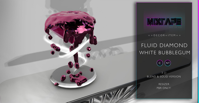Second Life Marketplace - MIXTAPE Decor - fluid diamond - white bubblegum