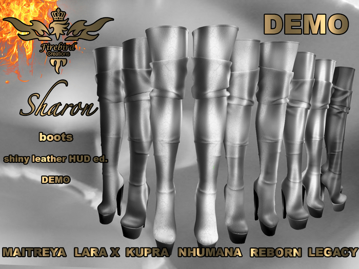 Second Life Marketplace - Firebird Sharon boots shiny leather DEMO