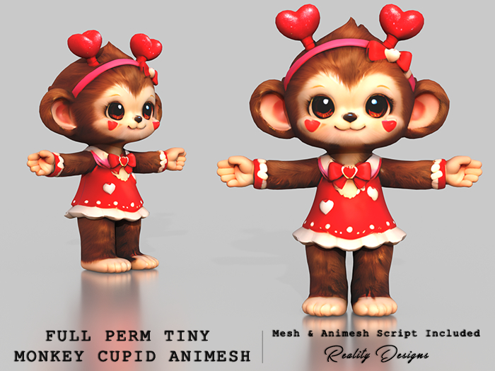 Second Life Marketplace - Reality Designs - Tiny Monkey Cupid (Full ...