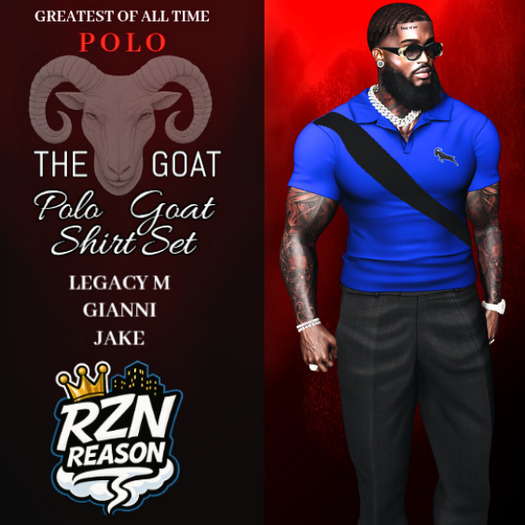 Second Life Marketplace - [RZN] POLO GOAT LEGACY M BLUE (BLACK STRIPE)