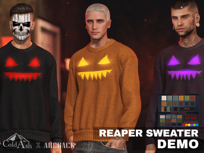 Second Life Marketplace - COLD ASH x ARCBACK. DEMO Mens REAPER Sweater