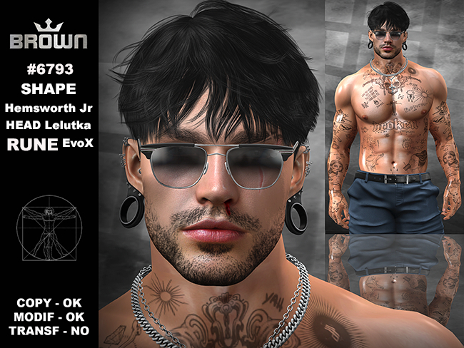 Second Life Marketplace - 6793 SHAPE Hemsworth Jr HEAD Lelutka RUNE EvoX