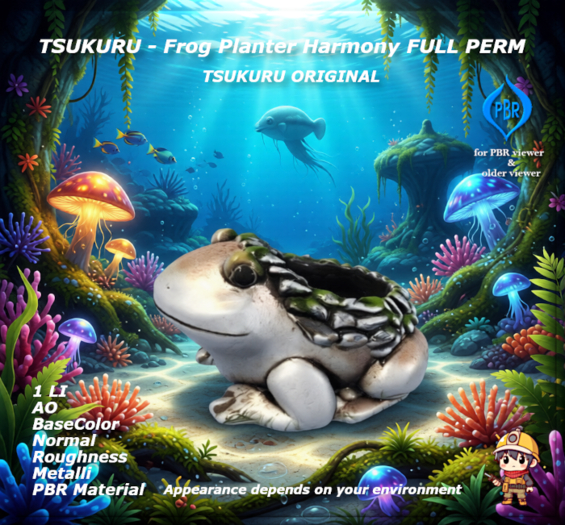 Second Life Marketplace - TSUKURU - Frog Planter Harmony FULL PERM