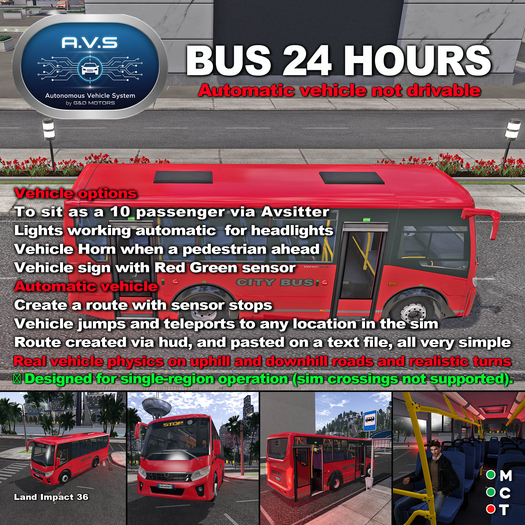 Second Life Marketplace - G&D MOTORS A.V.S. CITY BUS 24 HOURS