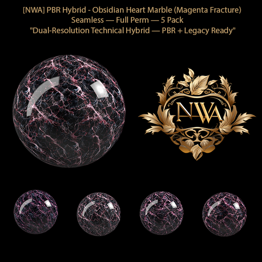 Second Life Marketplace - [NWA] PBR Hybrid - Obsidian Heart Marble ...