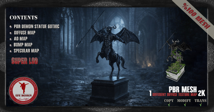 Second Life Marketplace - (Efe Design) PBR Demon Statue Gothic Full perm