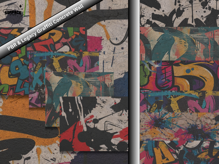 Second Life Marketplace - PBR & Legacy-Concrete Wall Graffit Art