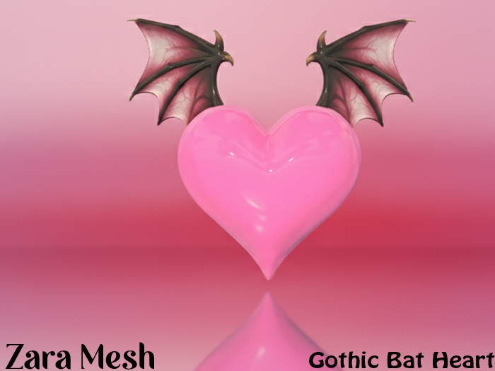 Second Life Marketplace - ZM PBR Valentine Gothic Bat Heart FULL PERM MESH