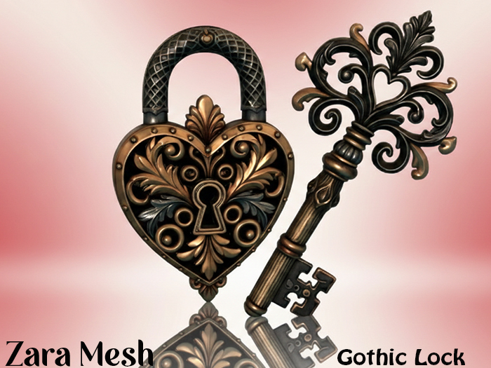 Second Life Marketplace - ZM PBR Valentine Gothic Lock & Key FULL PERM MESH