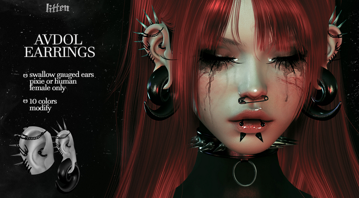 Second Life Marketplace - [Litten] Avdol Earrings - [Gold] Swallow ...
