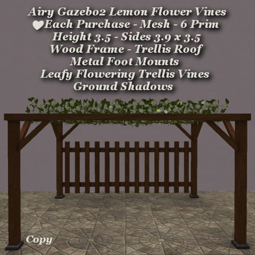 Second Life Marketplace - Airy Gazebo2 Lemon Flower Vines1
