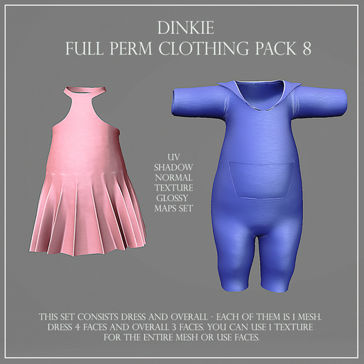 Second Life Marketplace - Dinkie Full Perm Clothing Pack 8 DEMO