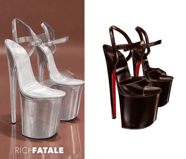 Second Life Marketplace - $RICH FATALE - OBELISK PLATFORM HEELS - CHOCOLATE
