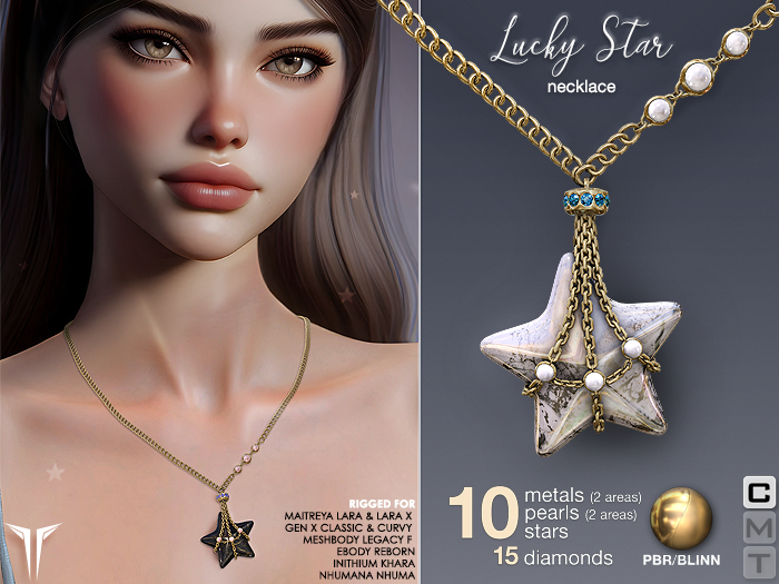 Second Life Marketplace - **RE** Lucky Star Necklace - Fit Mesh - PBR ...