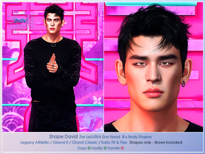 Second Life Marketplace - Shape David for Lelutka Eon Head, Legacy ...