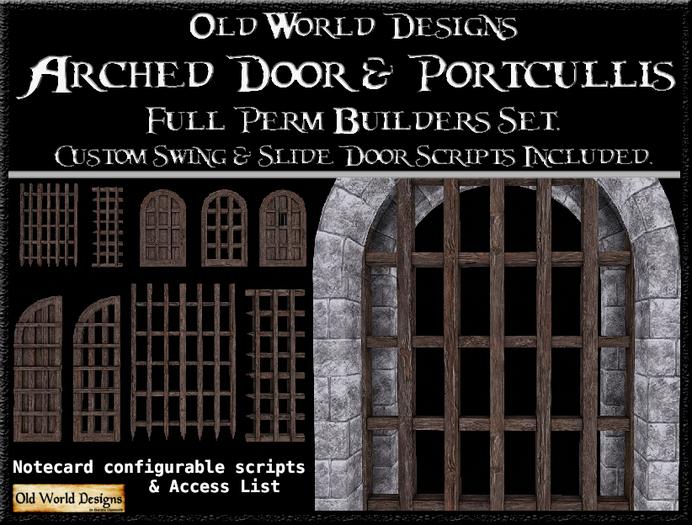 Second Life Marketplace - Old World Designs Arched Castle Door ...
