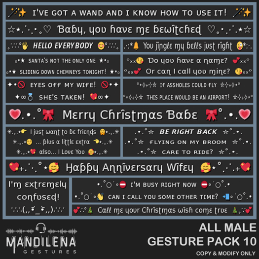 Second Life Marketplace - :: MG :: Mandilena Gestures Pack : All Male 10