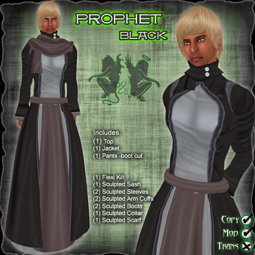 Second Life Marketplace - The Prophet Black Mens Mage Outfit