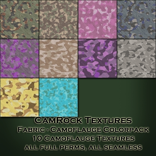 Second Life Marketplace - CamRock Textures: Fabric - Camoflauge Colorpack